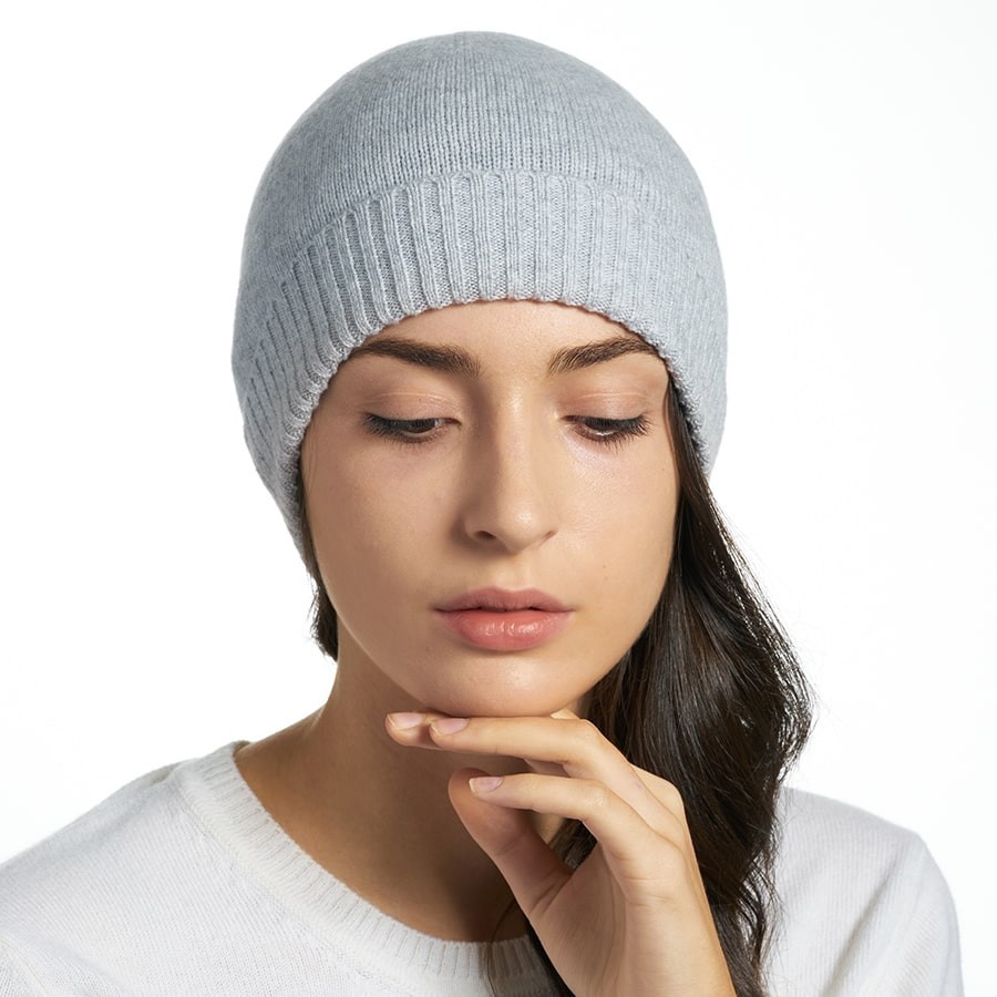 Knitted hat LIFE grey mélange cashmere